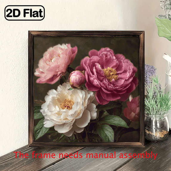 2D Flat, 1pc Modern Square Woodblock Print Wall Art - 8x8 Inch Vibrant ...