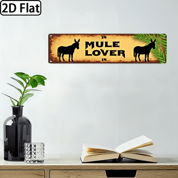 2D Flat 1pc Mule Lover Tin Sign Vintage Metal Signs Funny Print Art ...