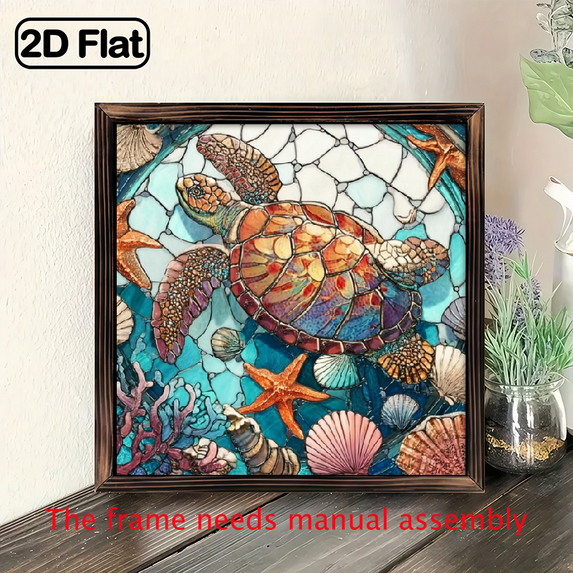 2D Flat,1pc Ocean Sea Turtle Sun Catcher, 8X8 Inch Round Acrylic Sign ...