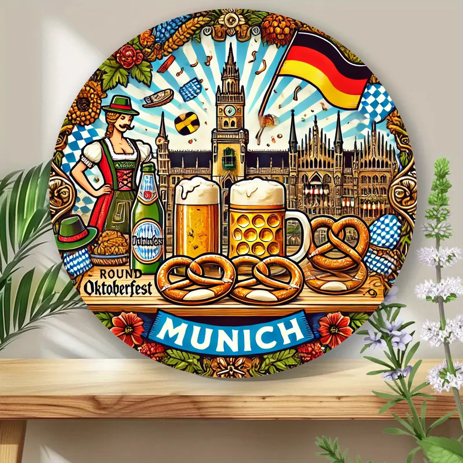 [2D Flat] 1pc Oktoberfest Munich Beer Festival 2D Round Tin Metal Signs ...