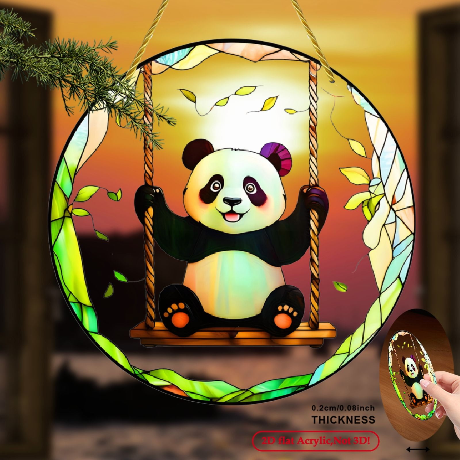 2D Flat, 1pc, Panda Suncatcher, Printed On Both Sides Acrylic Round ...