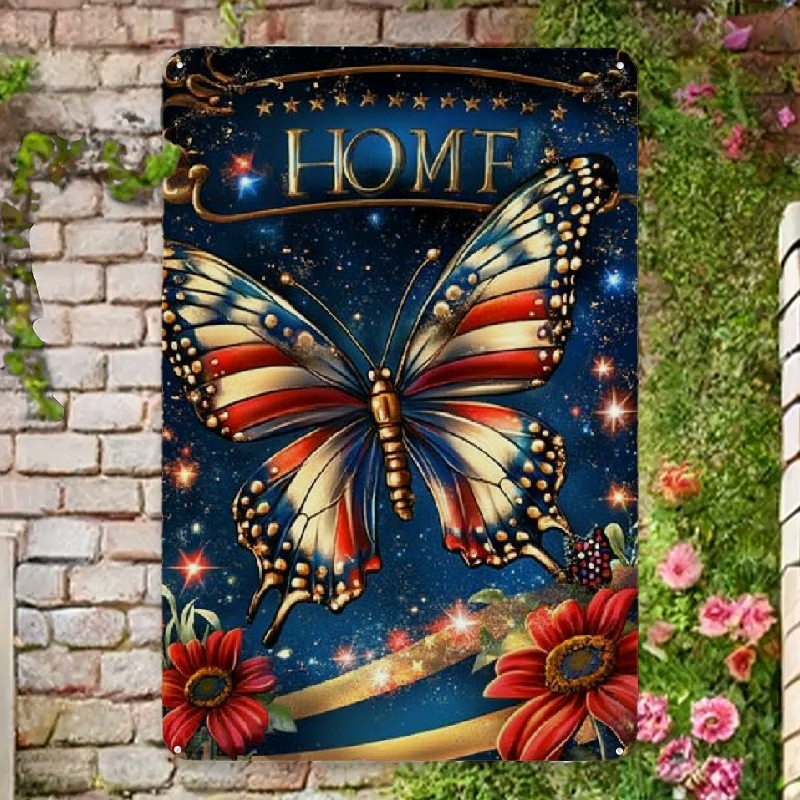 2D Flat [1pc Patriotic Metal Sign] Patriotic 1pc Independence Day Metal ...