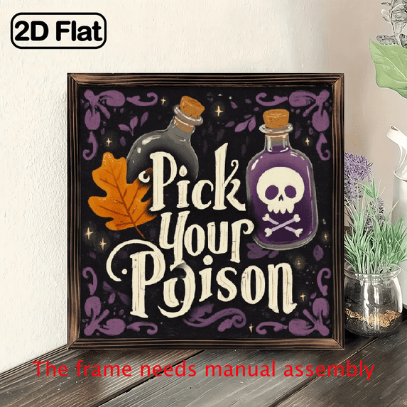 2D Flat, 1pc Pick Your Poison Halloween Wall Decor - Vintage Gothic ...