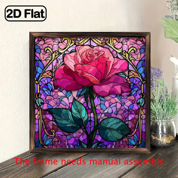 2D Flat - 1pc Pink Rose Acrylic Suncatcher 8x8-Inch Decor for Window ...