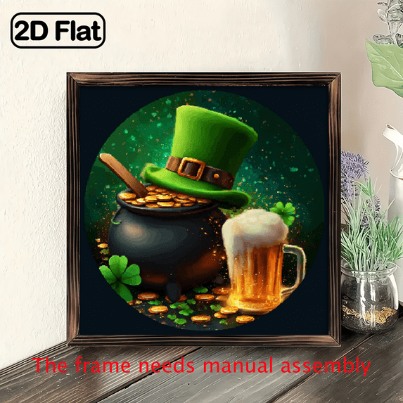 2D Flat, 1pc Pot of Golden Round Metal Wall Sign - Vintage Irish-Themed ...