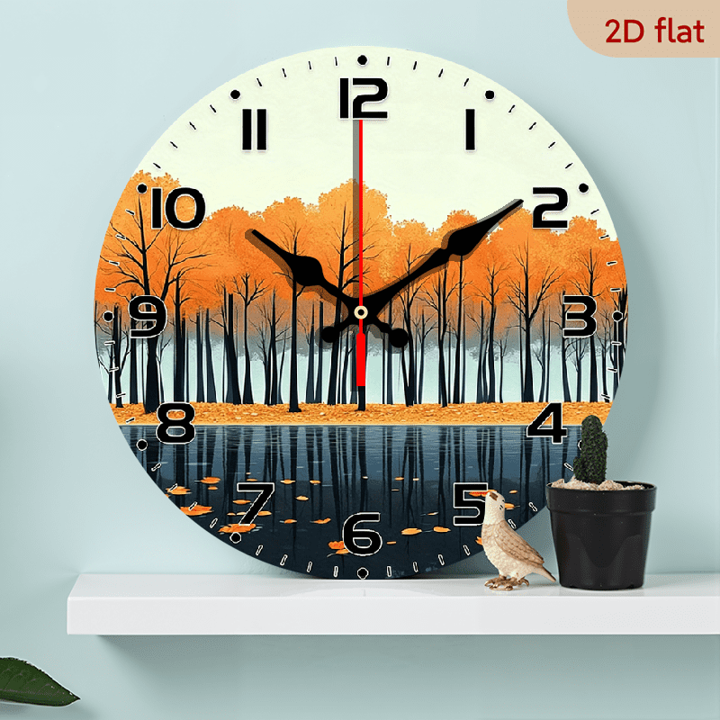 2D Flat, 1pc, Reflection in the water Backdrop Clock - 10inch Wood ...