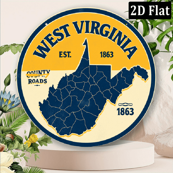 2D Flat, 1pc Retro West Virginia Country Road Aluminum Wall Art- 8X ...