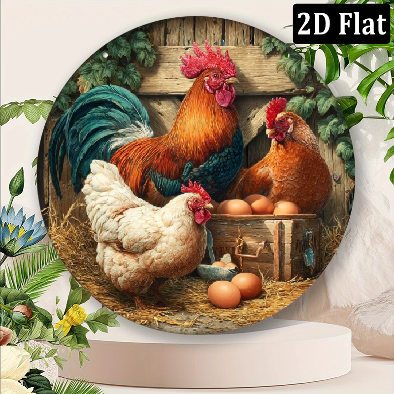 2D Flat, 1pc Rooster Hen Farm Animal Design Wind Spinner Hanging Decor ...