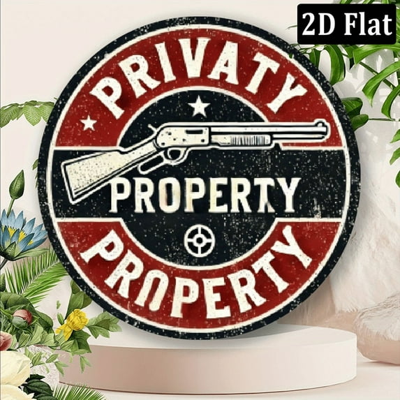 2D Flat, 1pc Round Aluminum Sign - Vintage Shotgun-Themed Metal Plaque ...