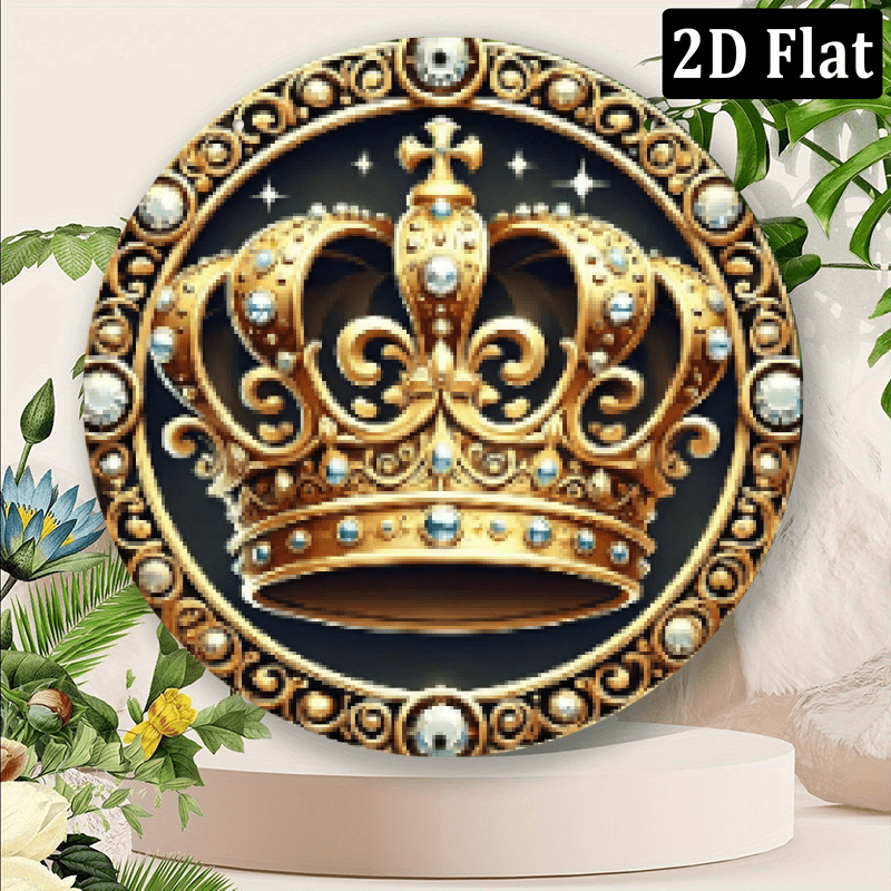 2D Flat 1pc Royal Crown Aluminum Metal Art Sign for Home, Kitchen ...