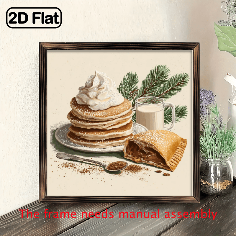2D Flat, 1pc Rustic Breakfast Art Wooden Sign with Frame - Farmhouse ...