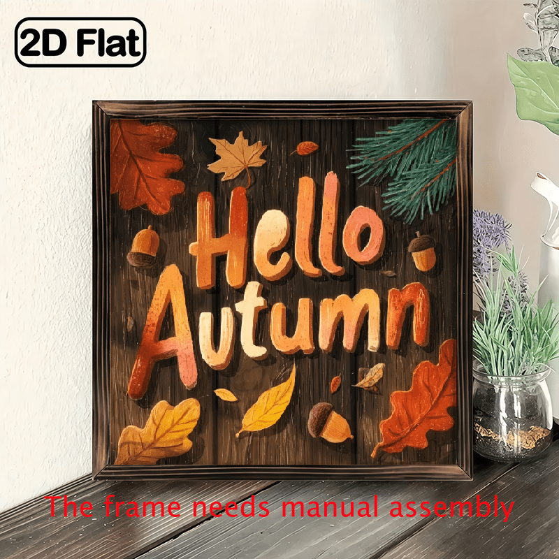 2D Flat, 1pc Rustic Fall Decorative Sign - Hello Autumn Wooden Wall Art ...