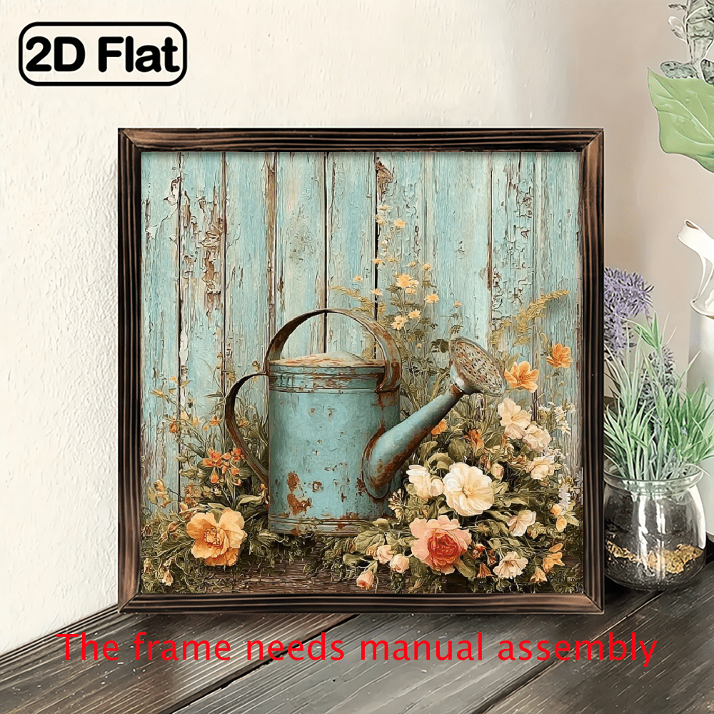 2D Flat, 1pc Rustic Farmhouse Floral And Gardening Tools Wood Wall Art ...