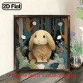 2D Flat, 1pc Rustic Farmhouse Rabbit Wall Decor - Wood Framed Bunny ...