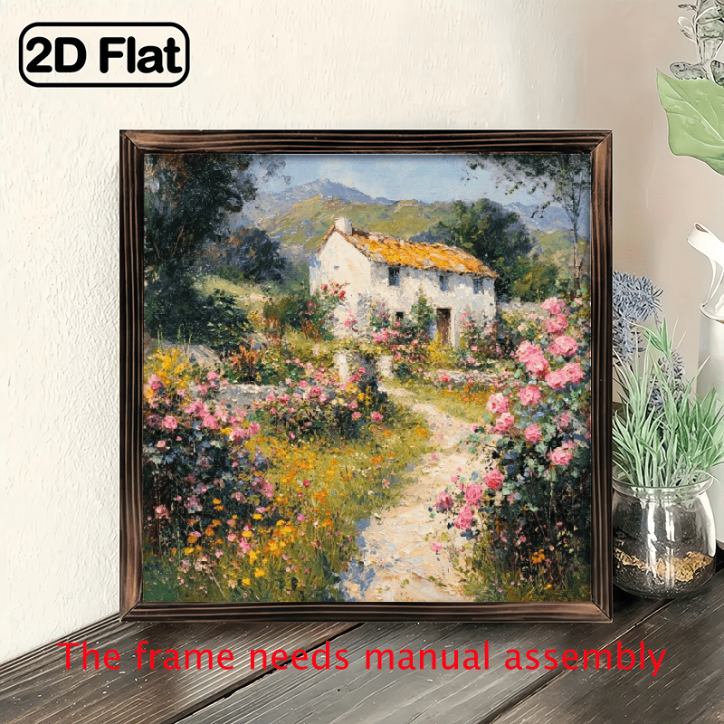 2D Flat, 1pc Rustic Farmhouse Style Country Garden Path Framed ...