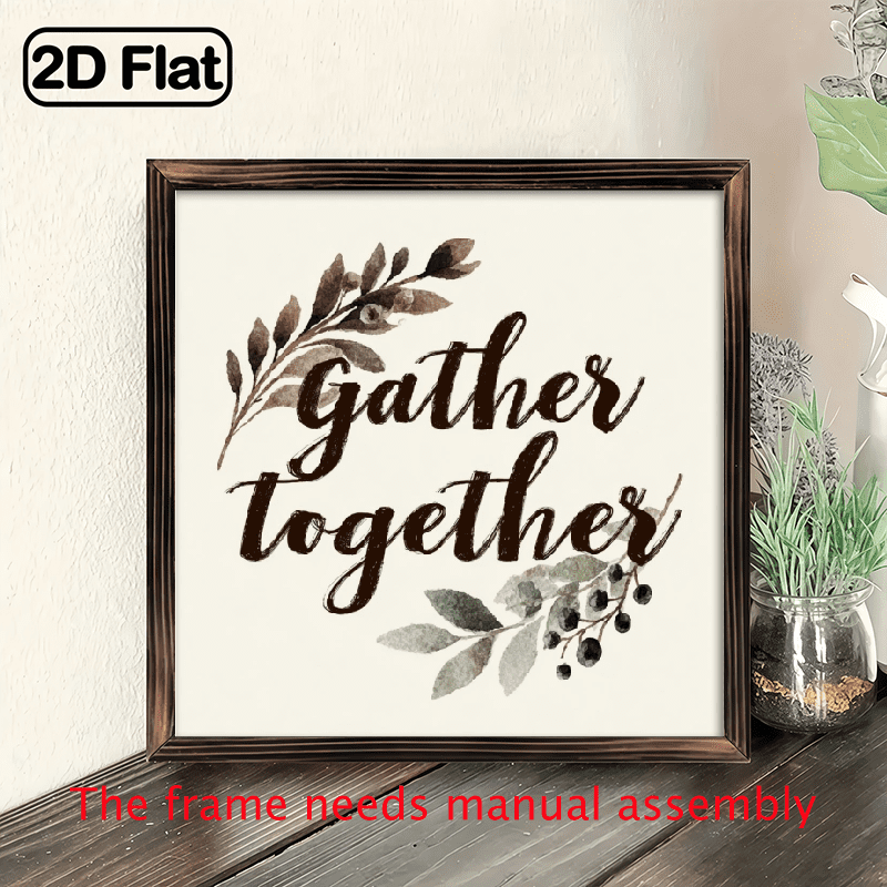 2D Flat, 1pc Rustic Gather Together Wood Framed Wall Sign Wood ...