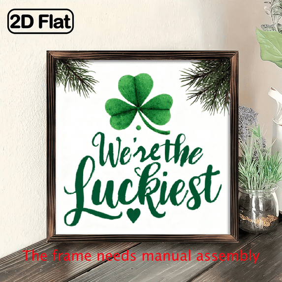 2D Flat, 1pc, Rustic We're The Luckiest Wooden Sign, Farmhouse Good ...