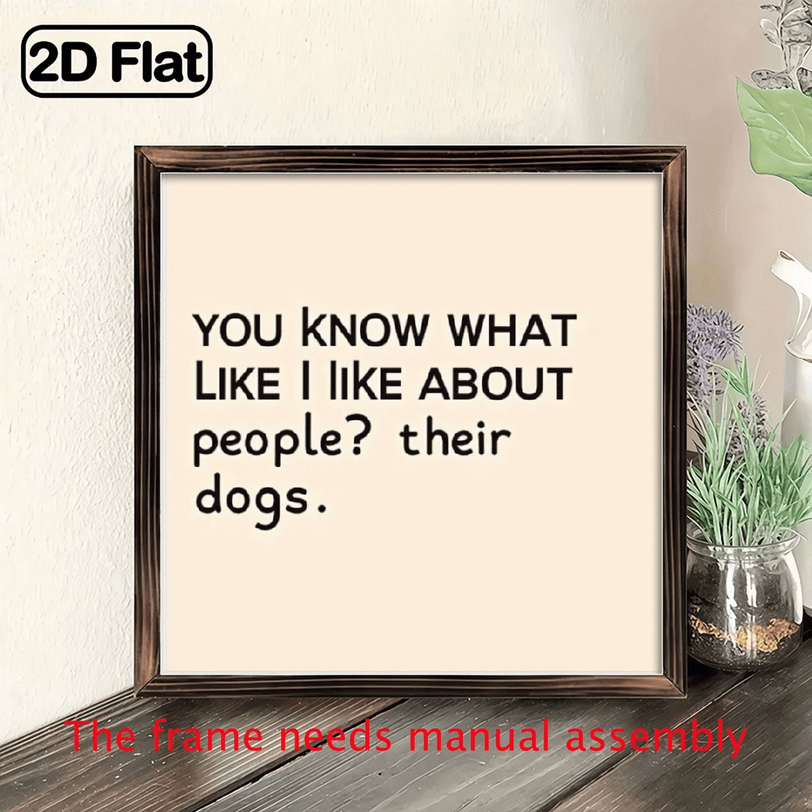 2D Flat, 1pc Rustic Wooden Dog Lover Quote Sign - 8x8 Inch Framed Wall ...