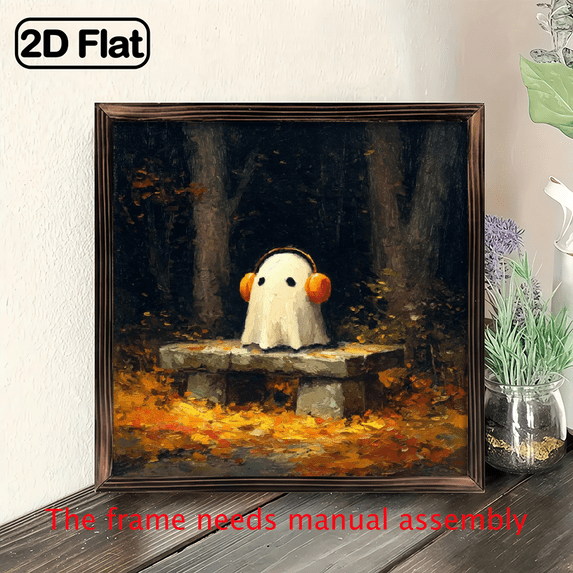 2D Flat, 1pc Rustic Wooden Frame Wall Art - Classic Halloween Decor ...