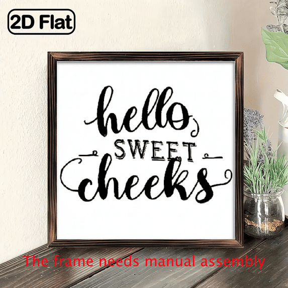 2D Flat, 1pc Rustic Wooden SignHello Sweet Cheeks Farmhouse Wall Art ...