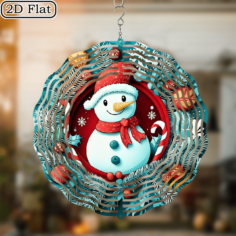 2D Flat, 1pc Snowmen Wind Spinner Hanging Decoration - Metal ...