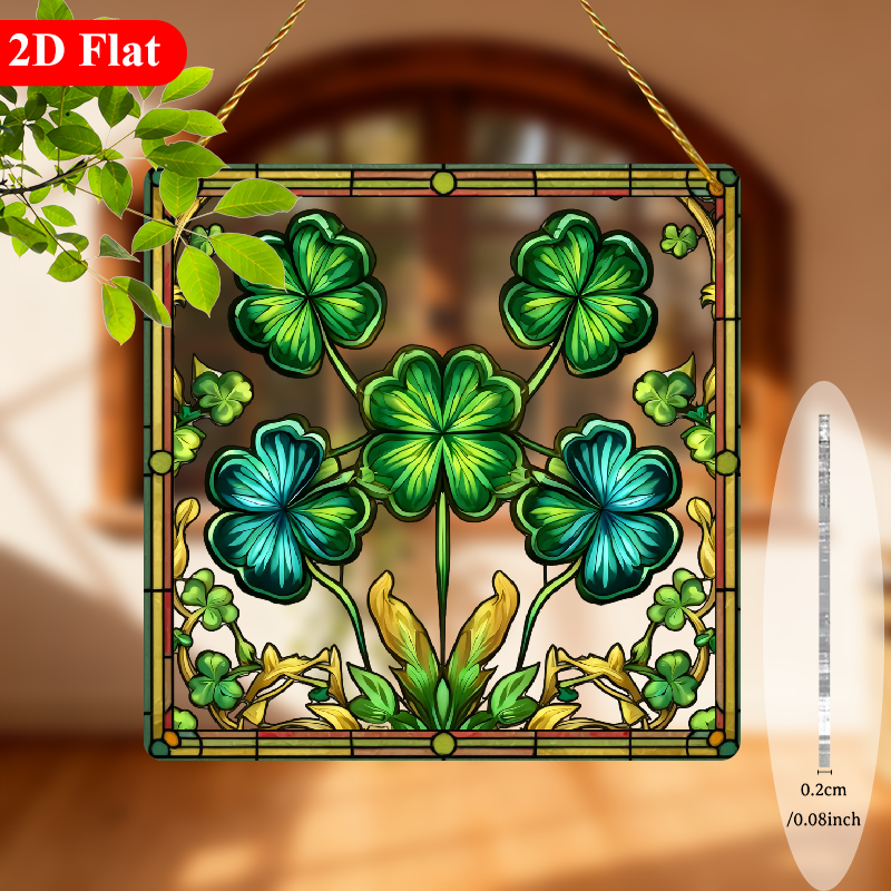 2D Flat, 1pc St Patrick'S Day Christmas Square Suncatcher Hanging ...