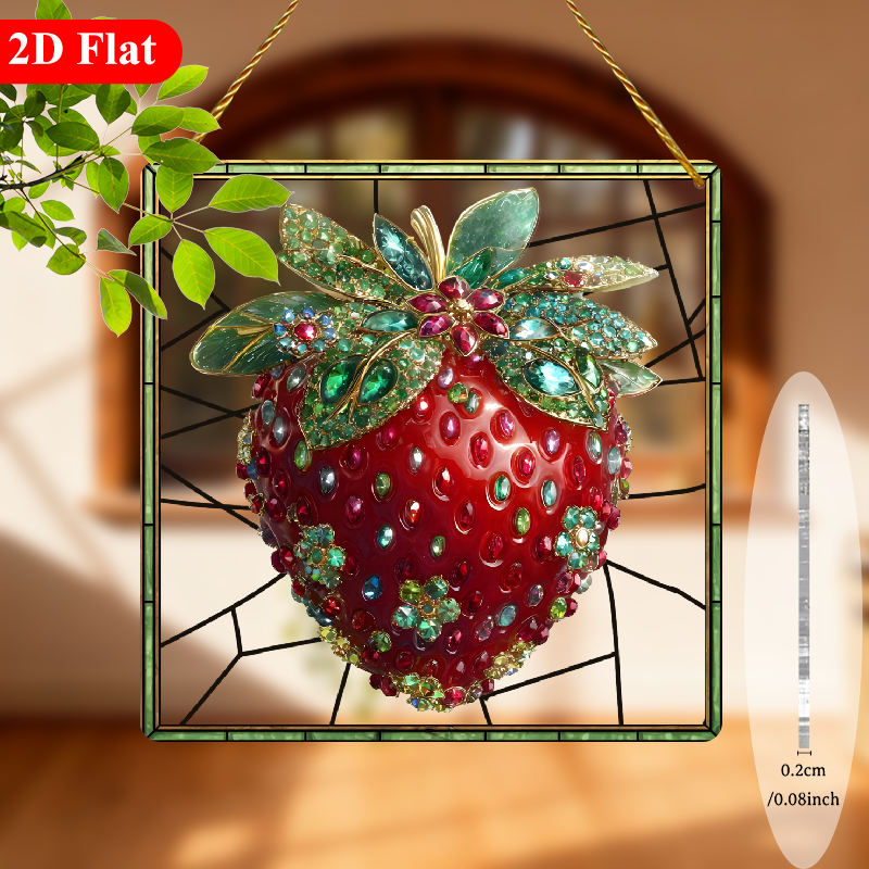 2D Flat, 1pc Strawberry Sun Catcher Window Hanging Decoration - 8x8 ...