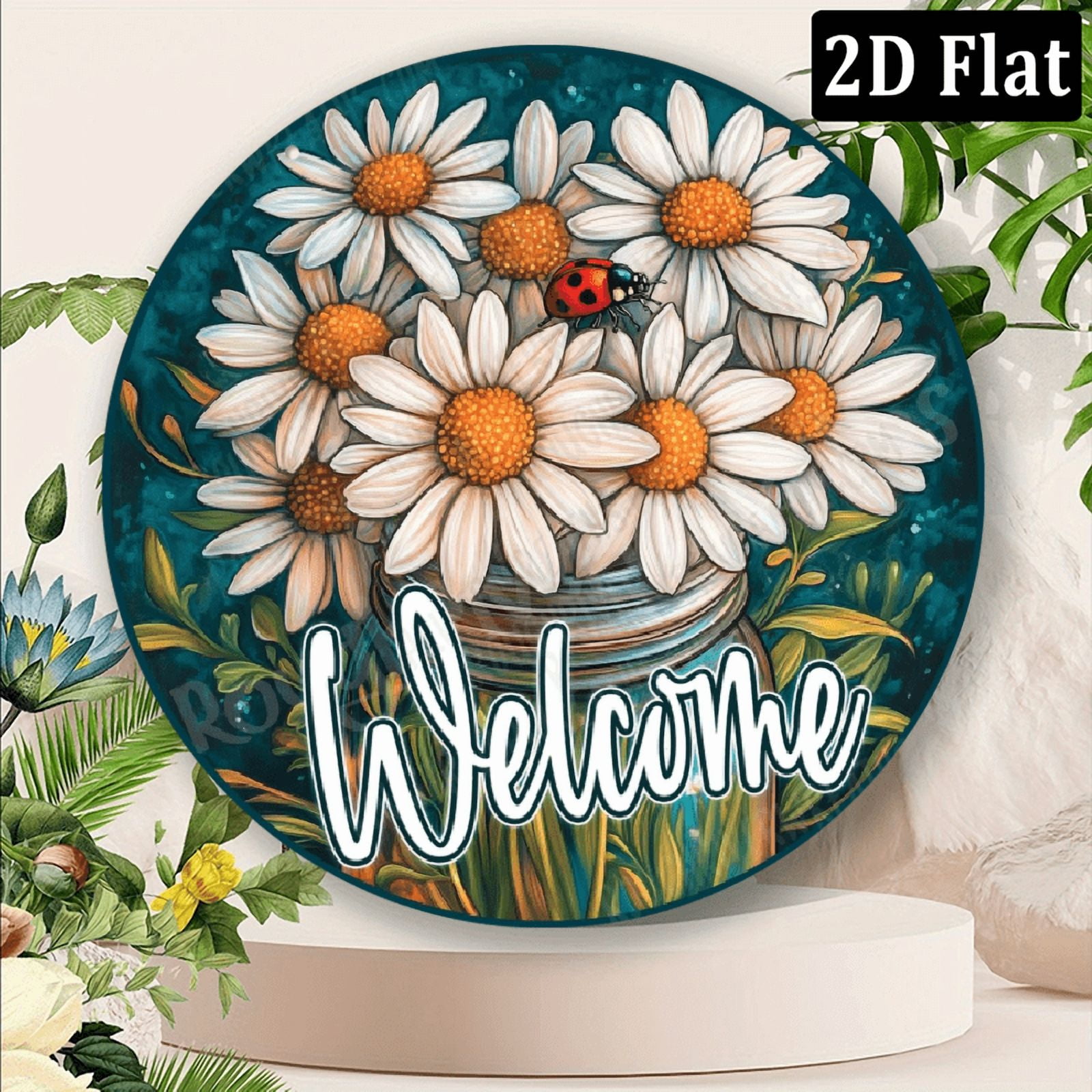 2D Flat, 1pc Summerween Vibes Round Wall Art - 8x8 Inch Skeleton ...