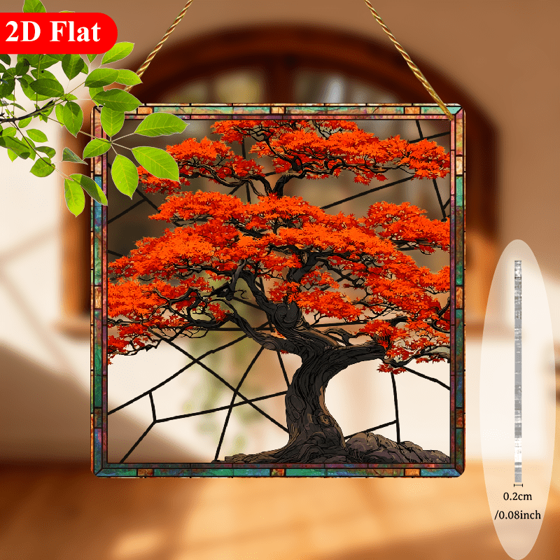 2D Flat, 1pc Sunny mountain landscape acrylic sun catcher window ...