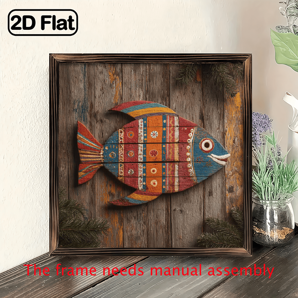 2D Flat, 1pc, Vibrant Coastal-Themed Decorative Sign Colorful Wooden ...