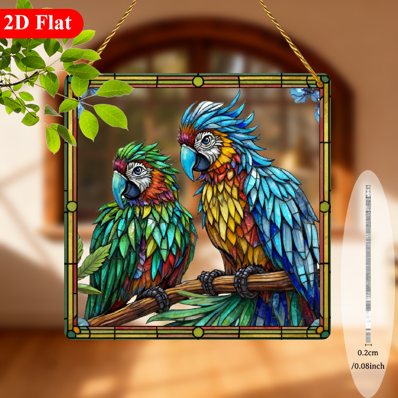 2D Flat, 1pc Vibrant Colorful Parrot Suncatcher Hanging Decor - Acrylic ...