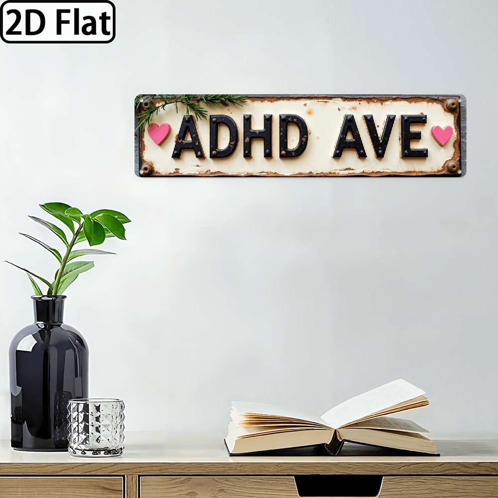 2D Flat, 1pc Vintage Aluminum Wall Art Sign - ADHD Avenue Rustic Metal ...