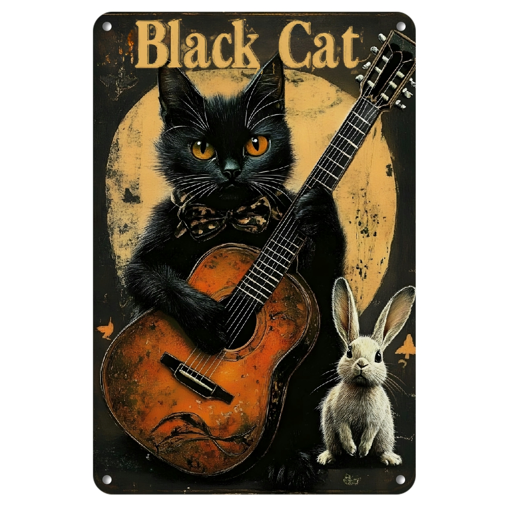 [2D Flat]1pc Vintage Bounce Cat Metal Sheet sign - 8X12 inches ...