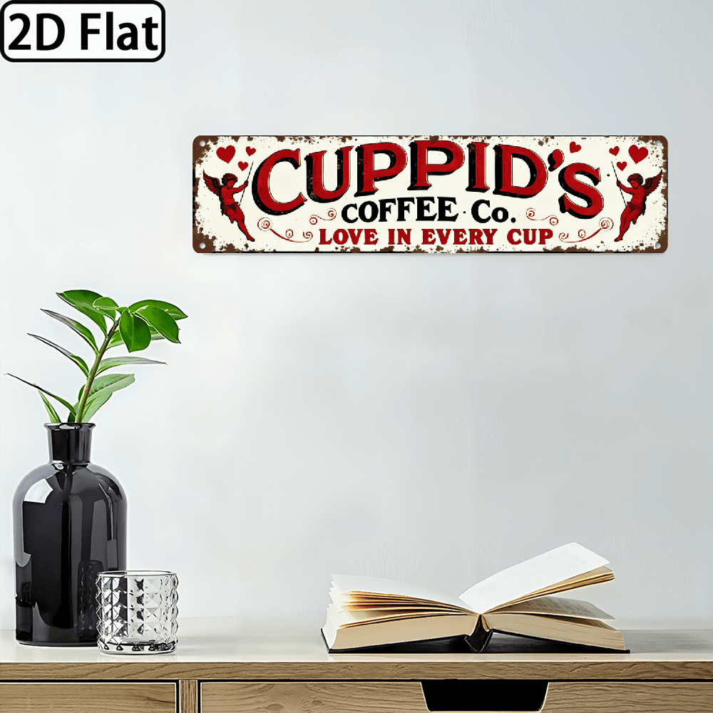 2D Flat - 1pc Vintage Cupid'S Coffee Co Metal Sign Love In Every Cup ...