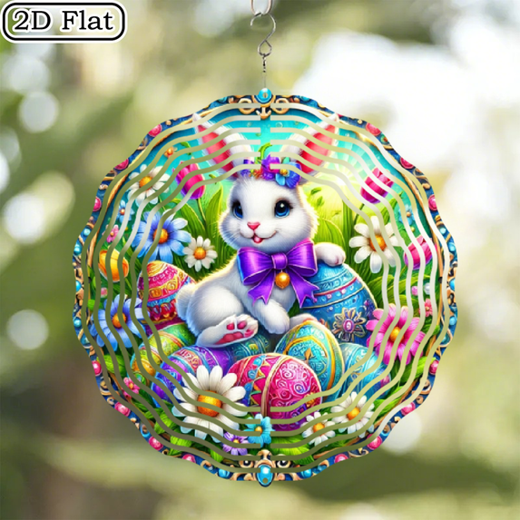 2D Flat 1pc Vintage Easter Bunny 10x10 Metal Wreath Sign - Durable ...