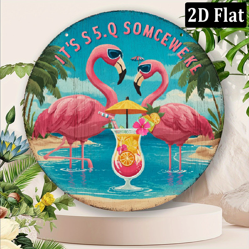 2D Flat, 1pc Vintage Flamingo Sign 8x8inch Aluminum Vintage Flamingo Metal Sign - 1pc Classic 2D ...