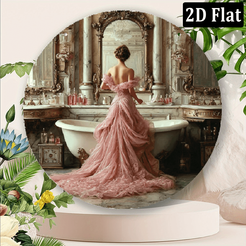2D Flat, 1pc Vintage Floral Lady Metal Sign For Women, Elegant Palace ...