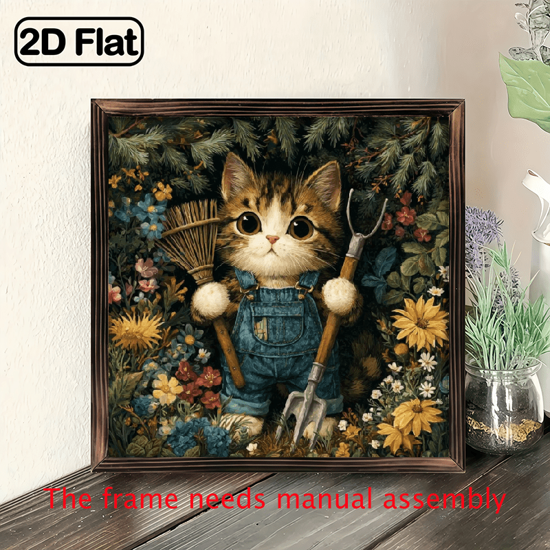 2D Flat, 1pc Vintage Gardener Wooden Sign, 8x8 Inch Frame Spring ...