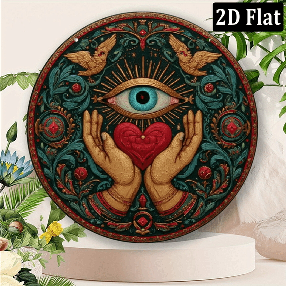 2D Flat, 1pc Vintage Gothic Metal Wall Decor - Heart Eye Wall Plate ...