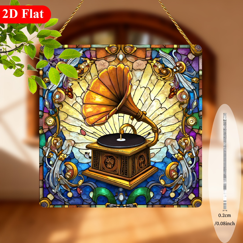 2D Flat, 1pc Vintage Gramophone Suncatcher - Retro Phonograph Decor ...