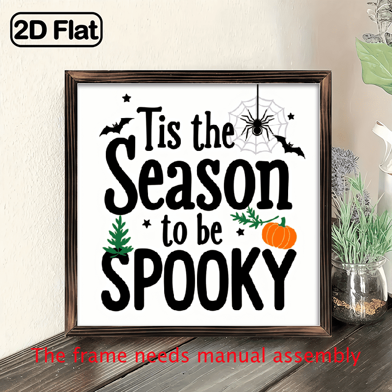 2D Flat, 1pc Vintage Halloween Wooden Wall Decor Sign Tis The Season to ...