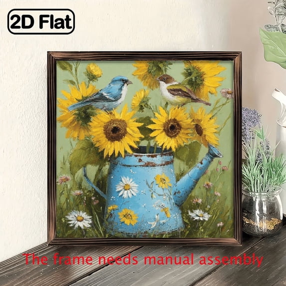 2D Flat - 1pc Vintage Hydrangea Leaf Wall Decor - Wooden Frame Plant ...