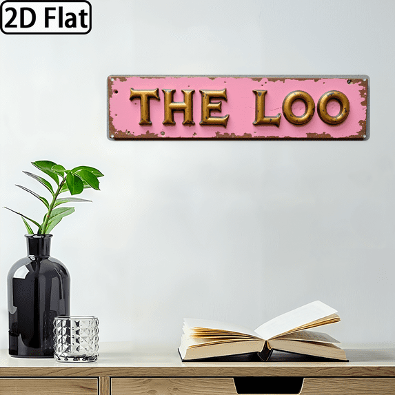 2D Flat, 1pc Vintage THE LOO Aluminum Metal Wall Sign - Rustic ...