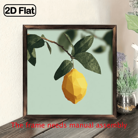 2D Flat, 1pc Vintage Lemon Wooden Frame Wall Art - Print Summer Theme ...
