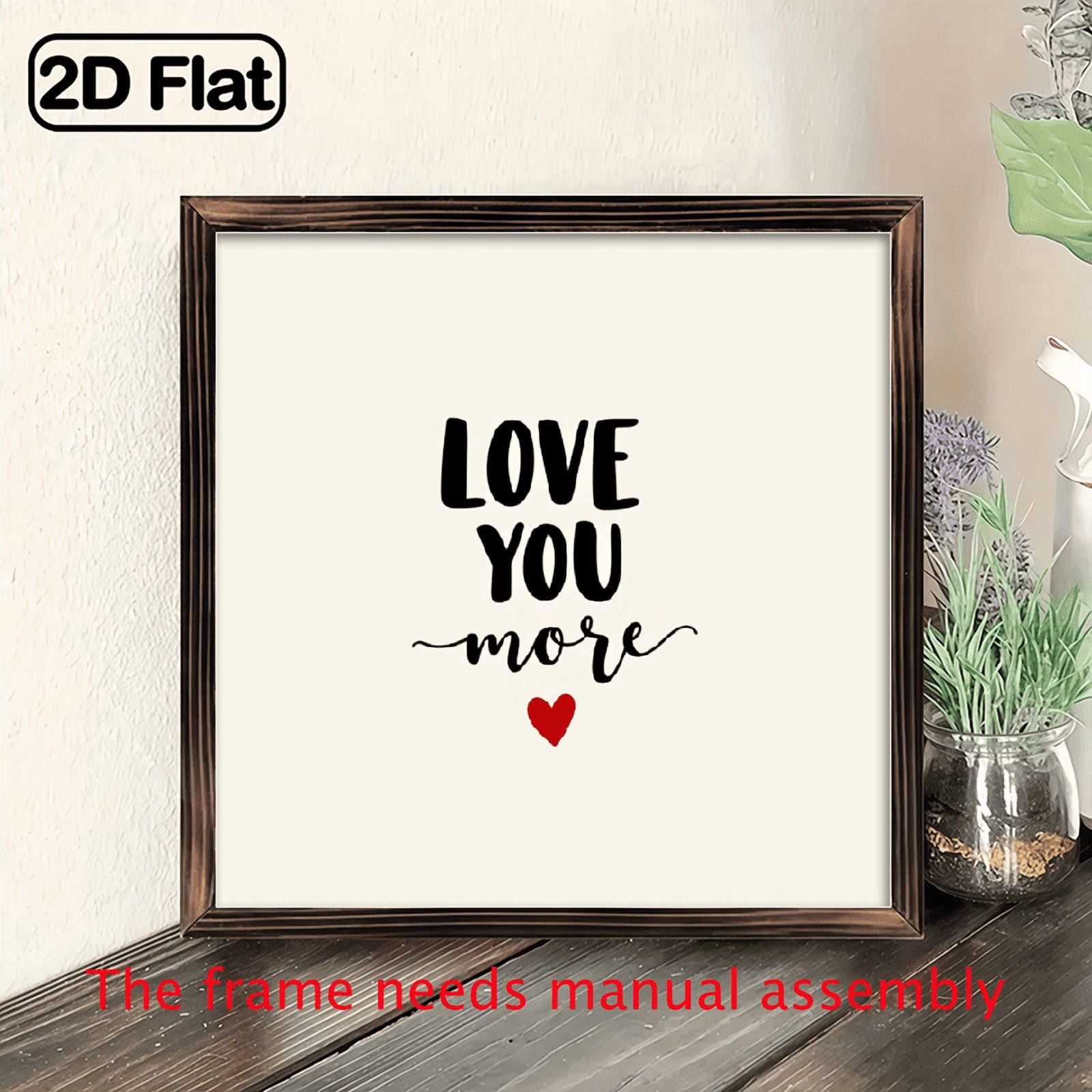 2D Flat, 1pc Vintage Love You More Wooden Sign - Minimalist Black ...