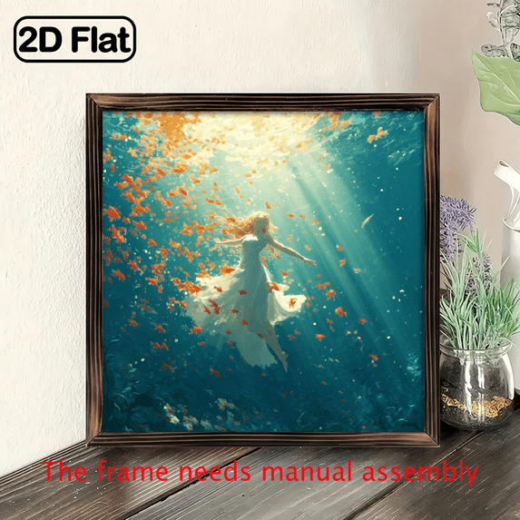 2D Flat, 1pc Vintage Mermaid Wall Decor - Underwater Ocean Theme with ...