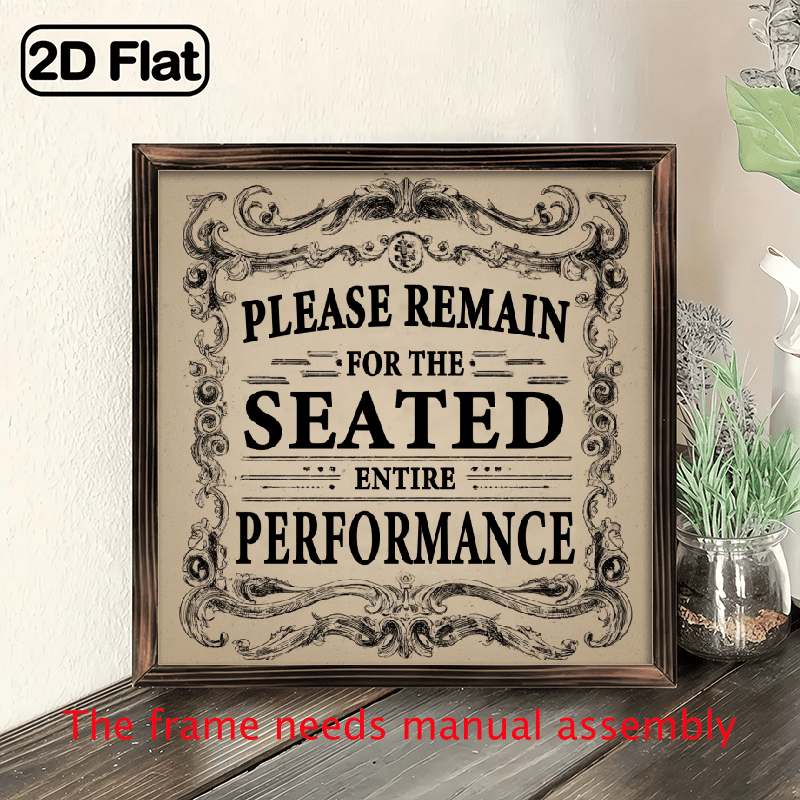 2D Flat, 1pc Vintage Please Remain Seated Rustic Wooden Wall Sign - 8x8 ...