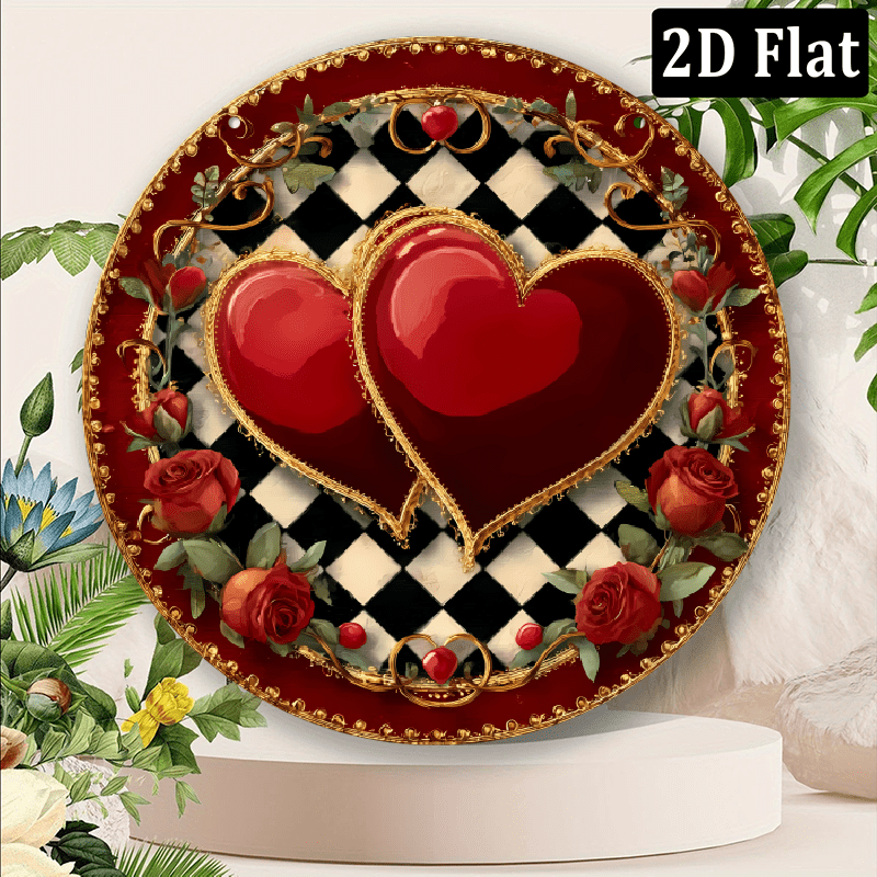 2D Flat, 1pc Vintage Romantic Decorative Signs & Plaques - Red Roses ...