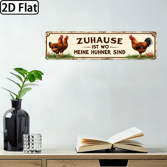 2D Flat 1pc Vintage Rustic Wall Sign Home Is Where My Chickens Are ...