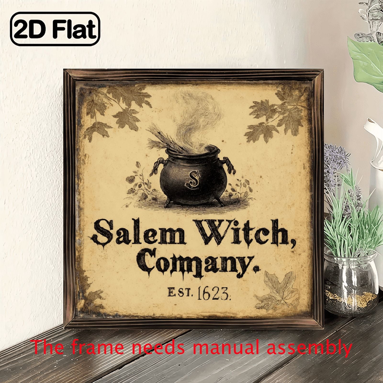 2D Flat, 1pc, Vintage Salem Witch Company Wooden Wall Art - 8x8 Inch ...